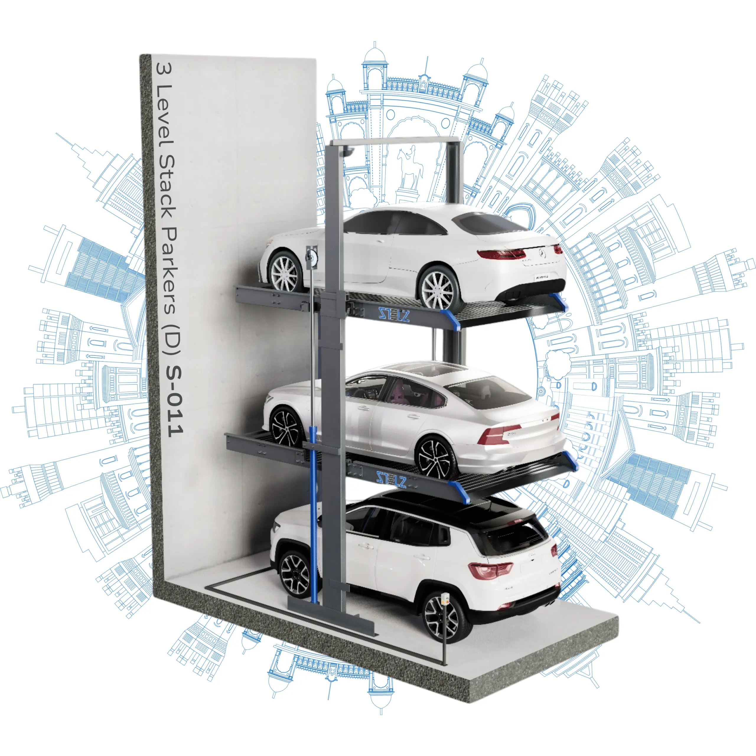 3-level Stack Parking | STELZ Multiparking